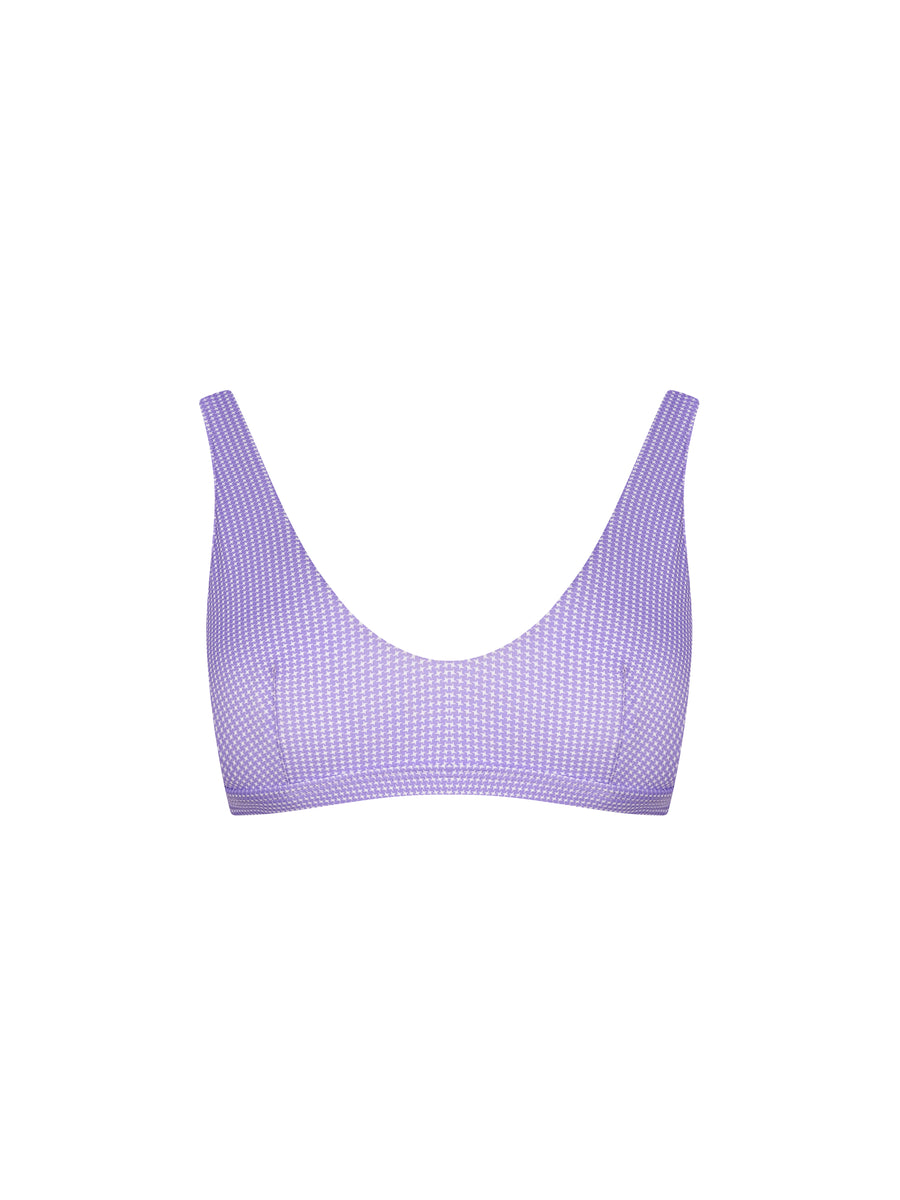 The Plunge Crop Bra - Violet (Microcheck) – Arabella London