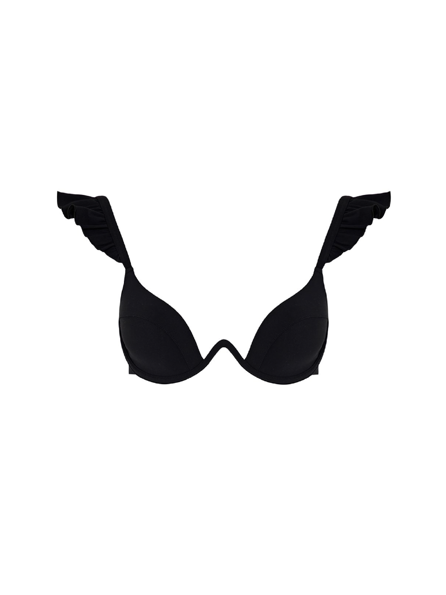 The Ruffle Bra - True Black – Arabella London